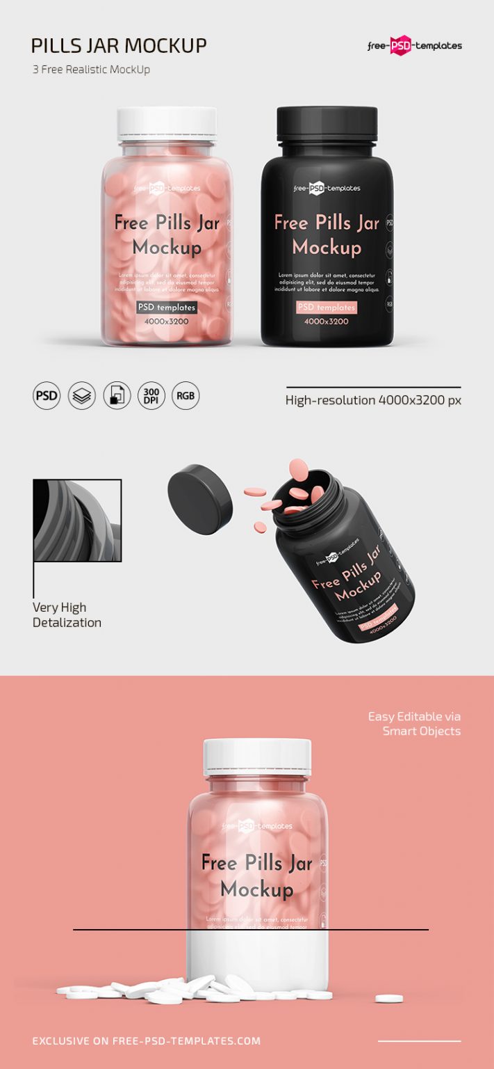 Free Pills Jar Mockup Template in PSD – Free PSD Templates