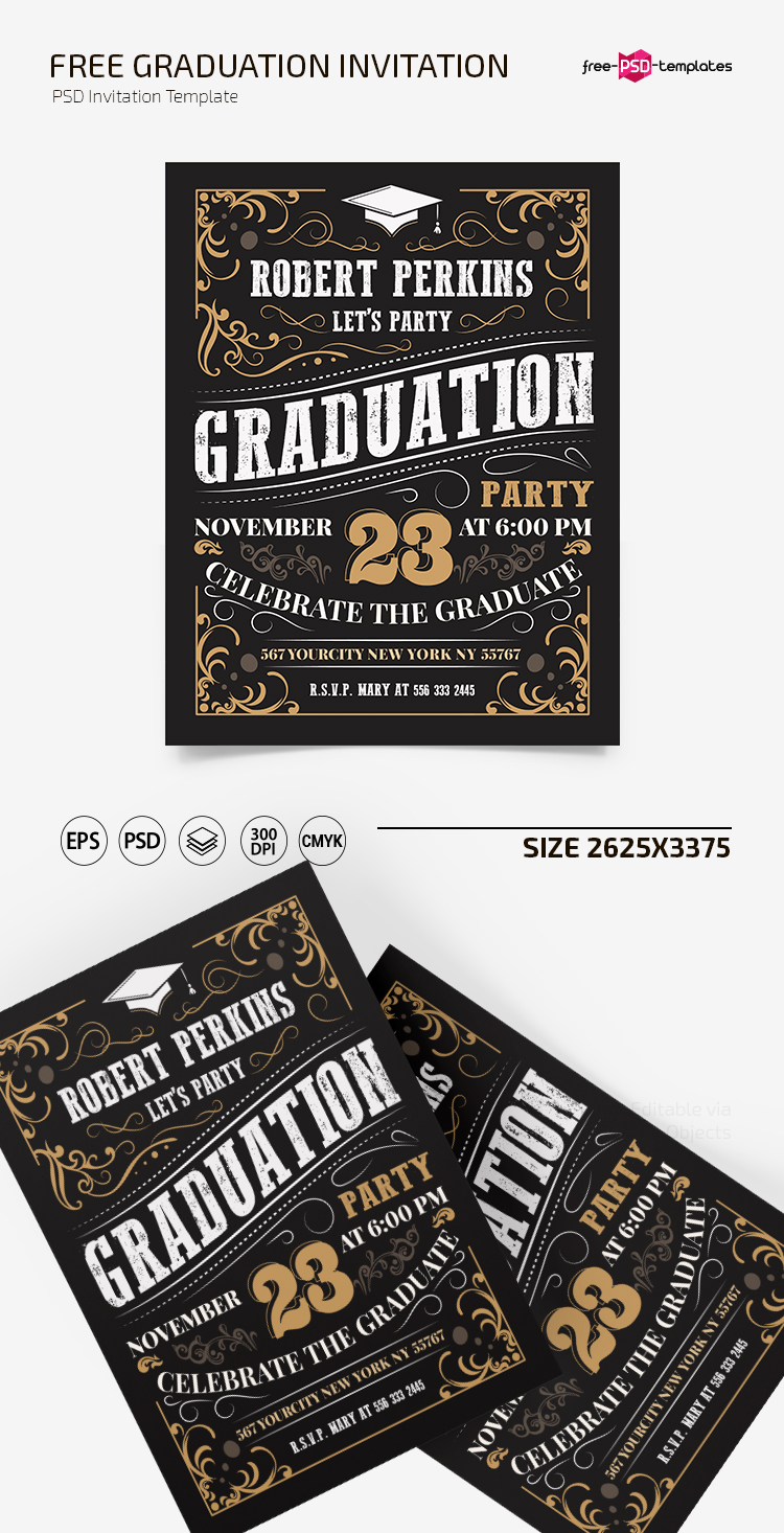 Free Graduation Invitation Templates In PSD Vector ai eps Free 