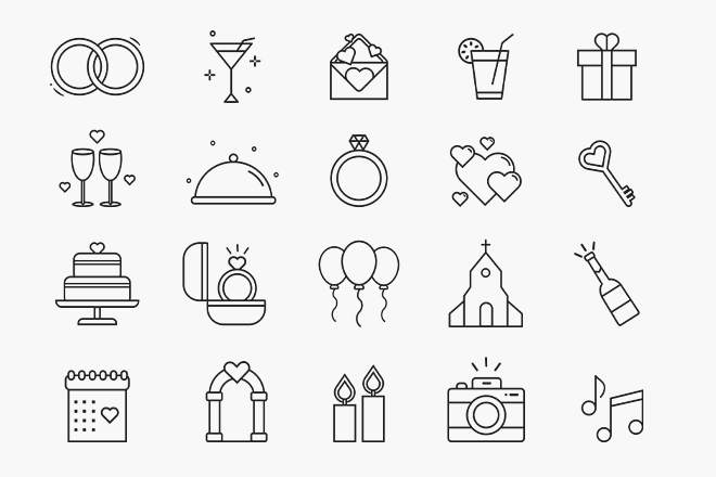Free wedding Icons set Template in PSD + Vector (.ai+.eps) – Free PSD ...