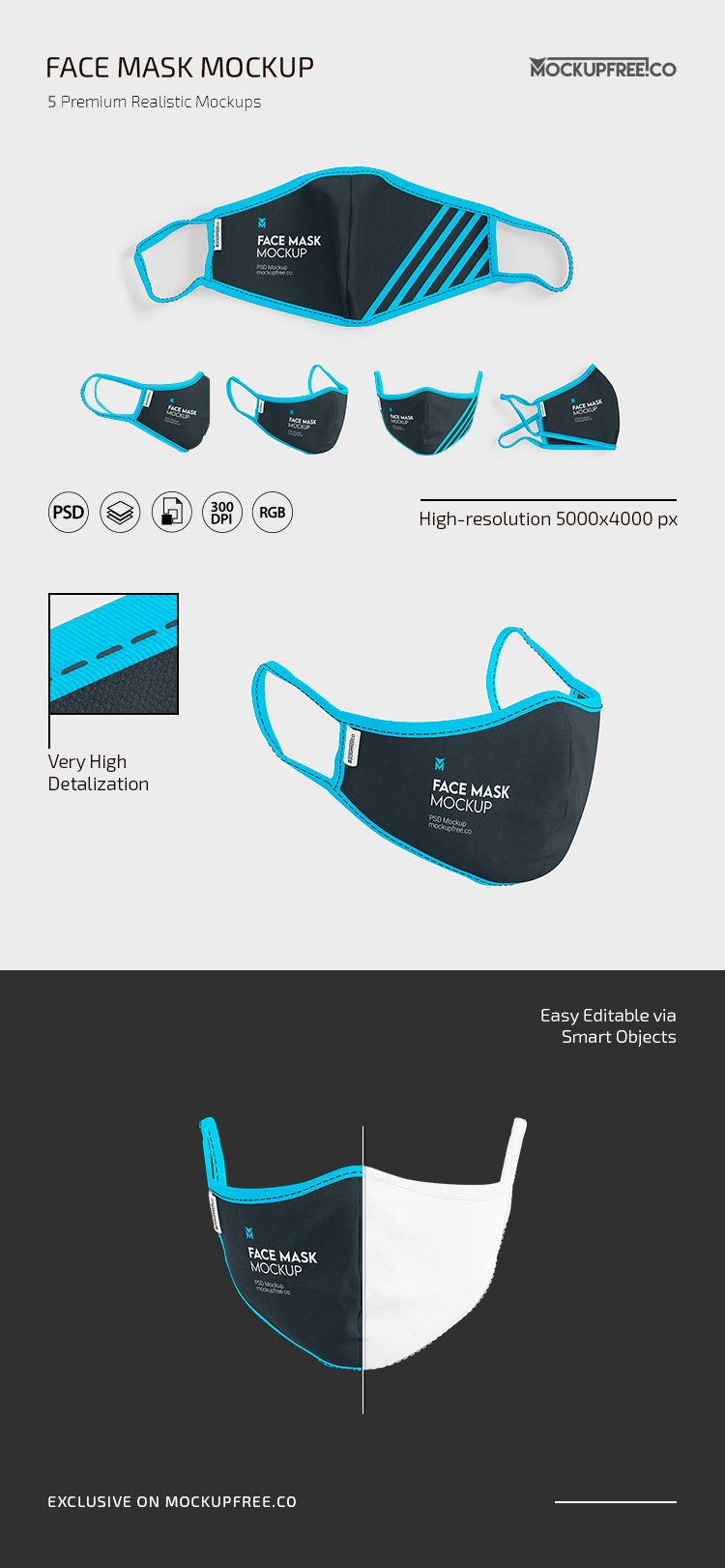 Face Mask Mockup Set – Free PSD Templates