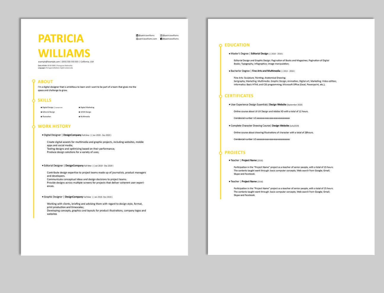 Free Resume Template for InDesign – Free PSD Templates