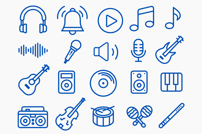 Free Music Icons Templates in EPS + PSD – Free PSD Templates