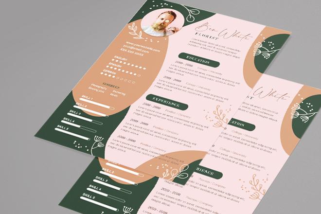 Free CV Florist Resume Cover Letter Template in PSD + Vector (.ai, .eps ...