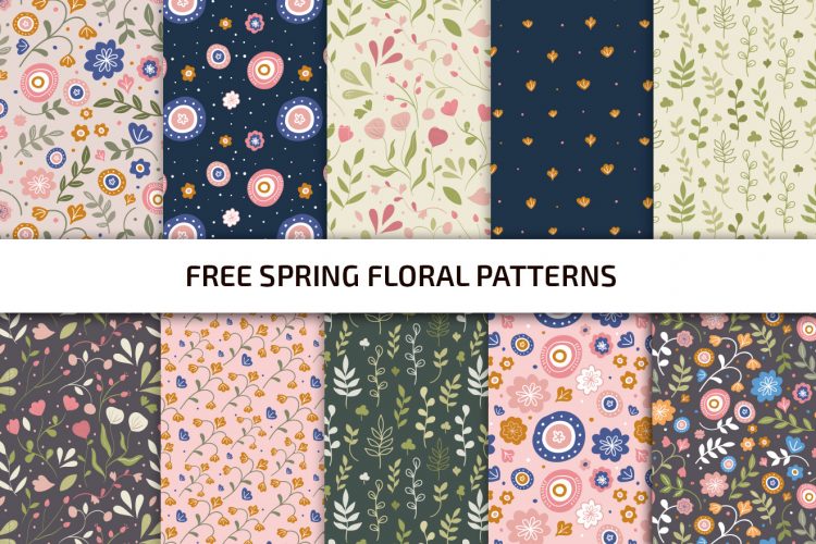Free Floral Vector Pattern Set in EPS + PSD – Free PSD Templates