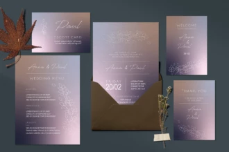 Free Lavender Wedding Invitation Set – Free PSD Templates