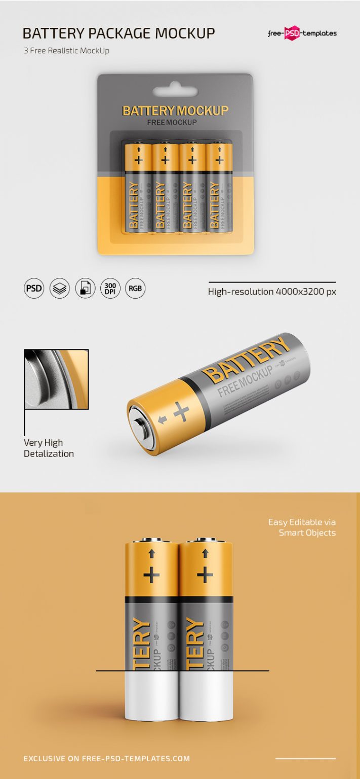 Free PSD Battery Package Template Mockup – Free PSD Templates