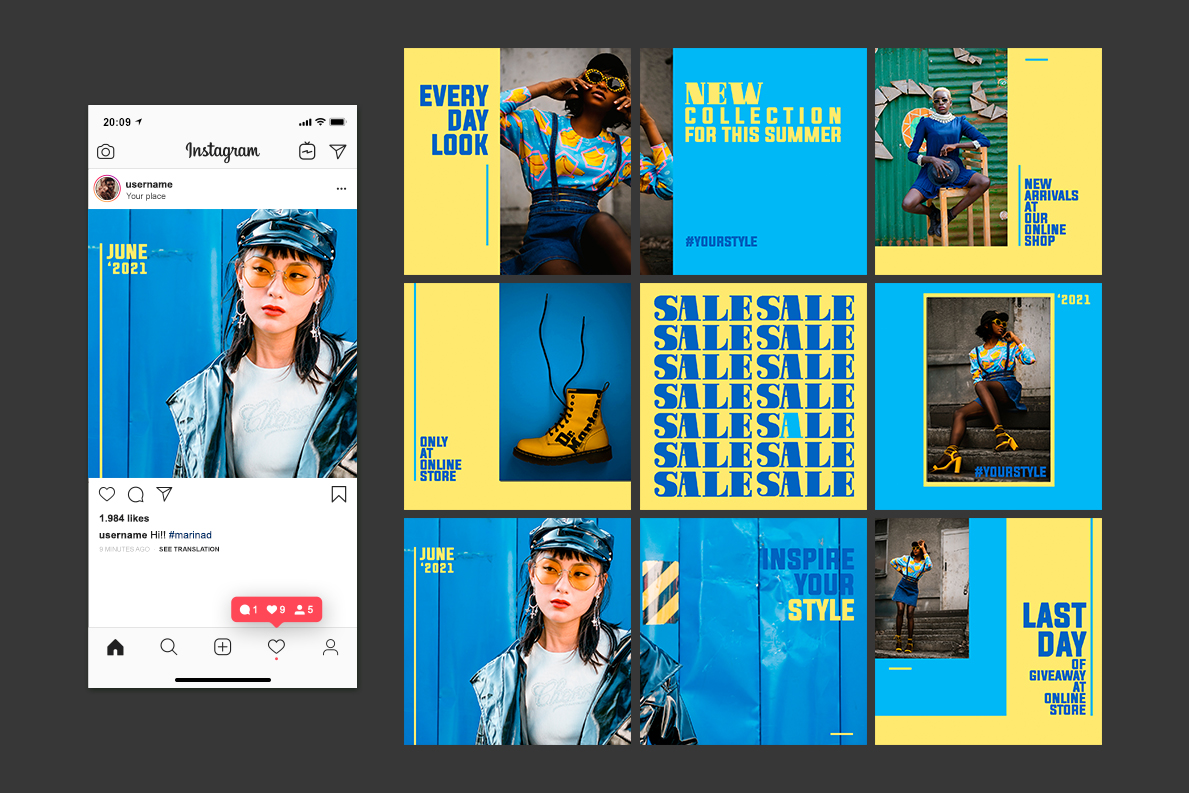 Free Business Instagram Post Set in PSD | Free PSD Templates