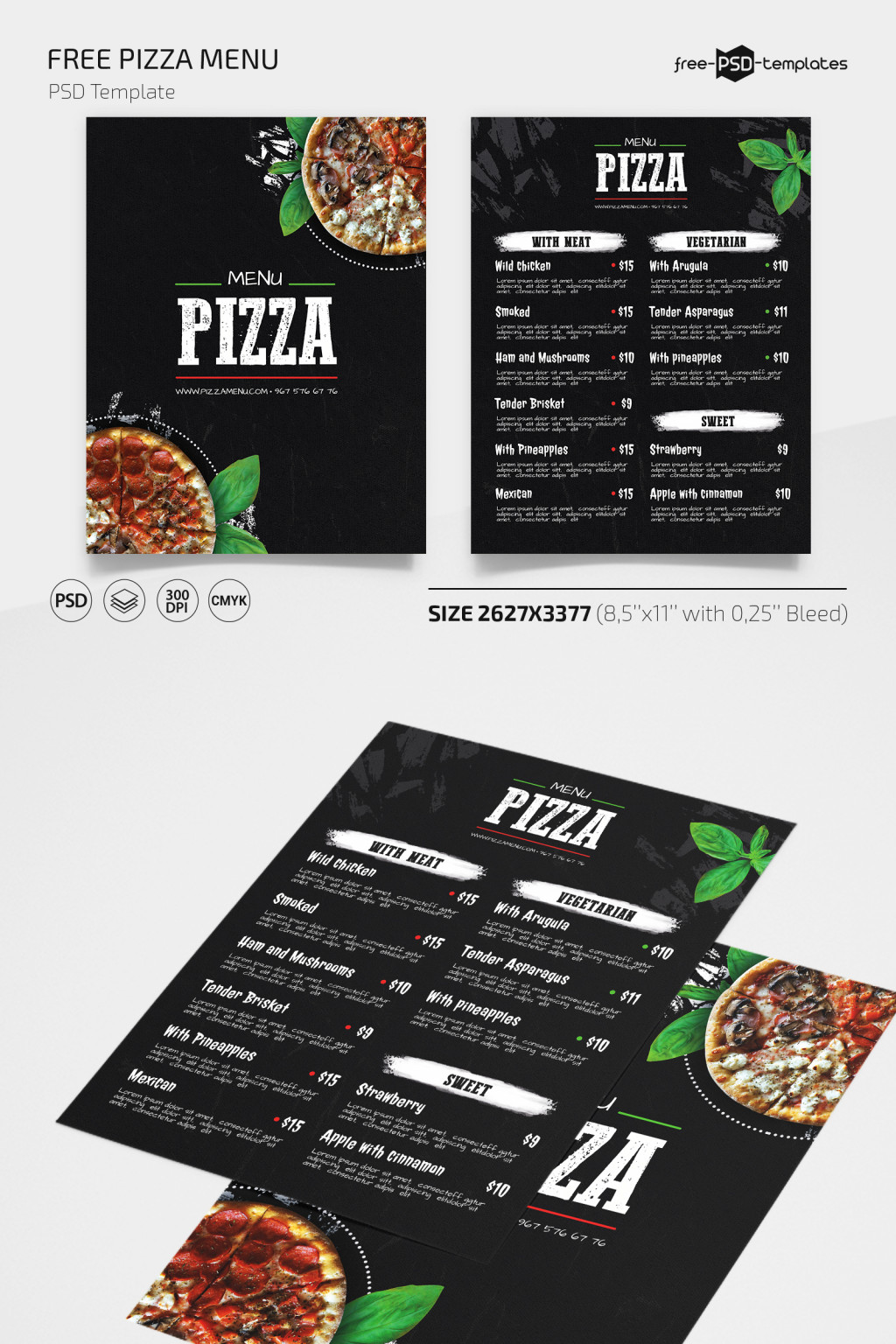 Free Pizza Menu Template for Photoshop – Free PSD Templates