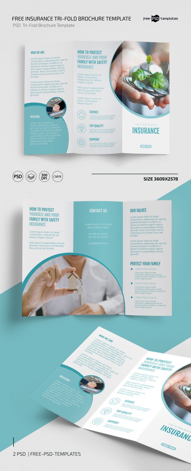 FREE Insurance TRI-FOLD BROCHURE Template – Free PSD Templates