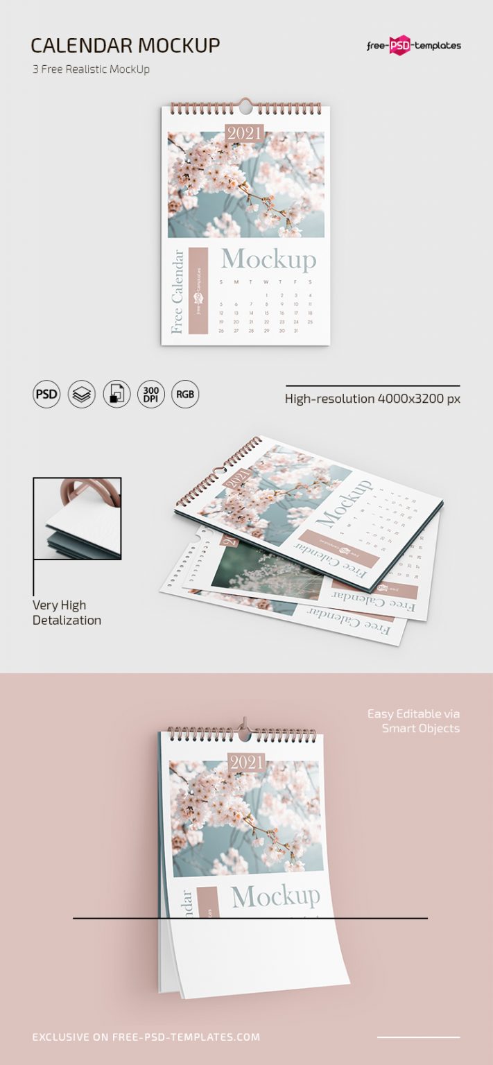 Free Calendar Mockup – Free PSD Templates