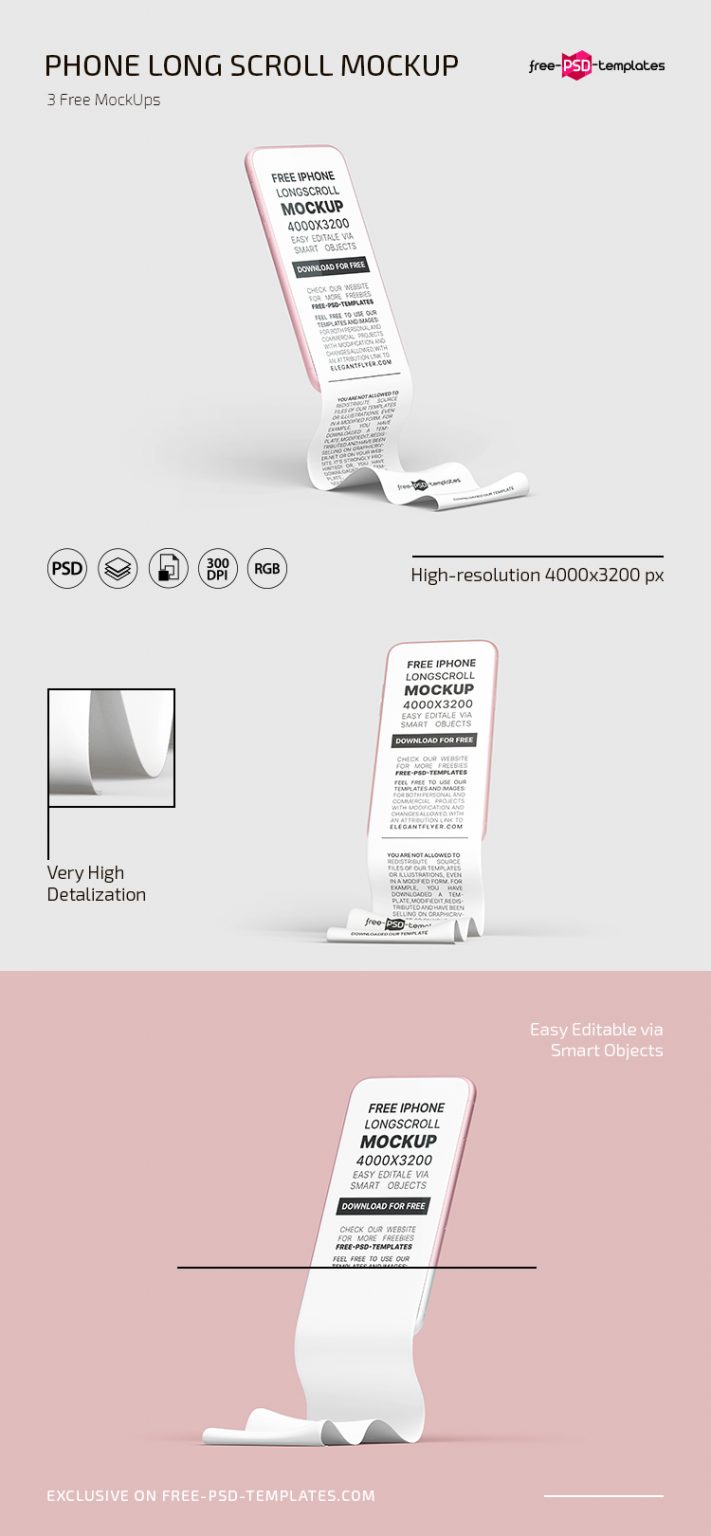Free Phone Long Scroll Mockup – Free PSD Templates