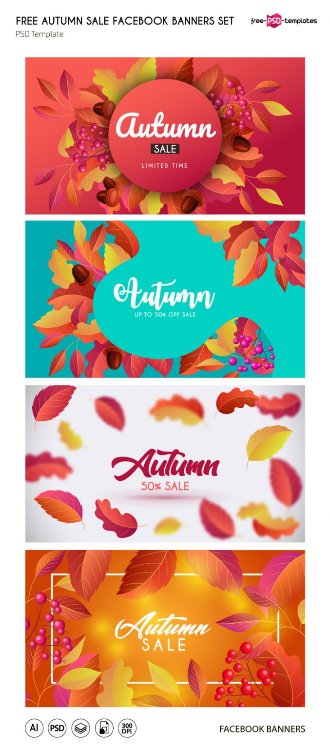 Free Autumn Sale Facebook Banners Set – Free PSD Templates