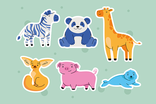 Free Cute Animals Stickers Set (PSD, AI, EPS, PNG) – Free PSD Templates