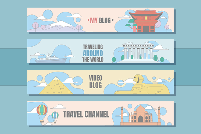 Free Travel Channel Youtube Banners Set – Free PSD Templates