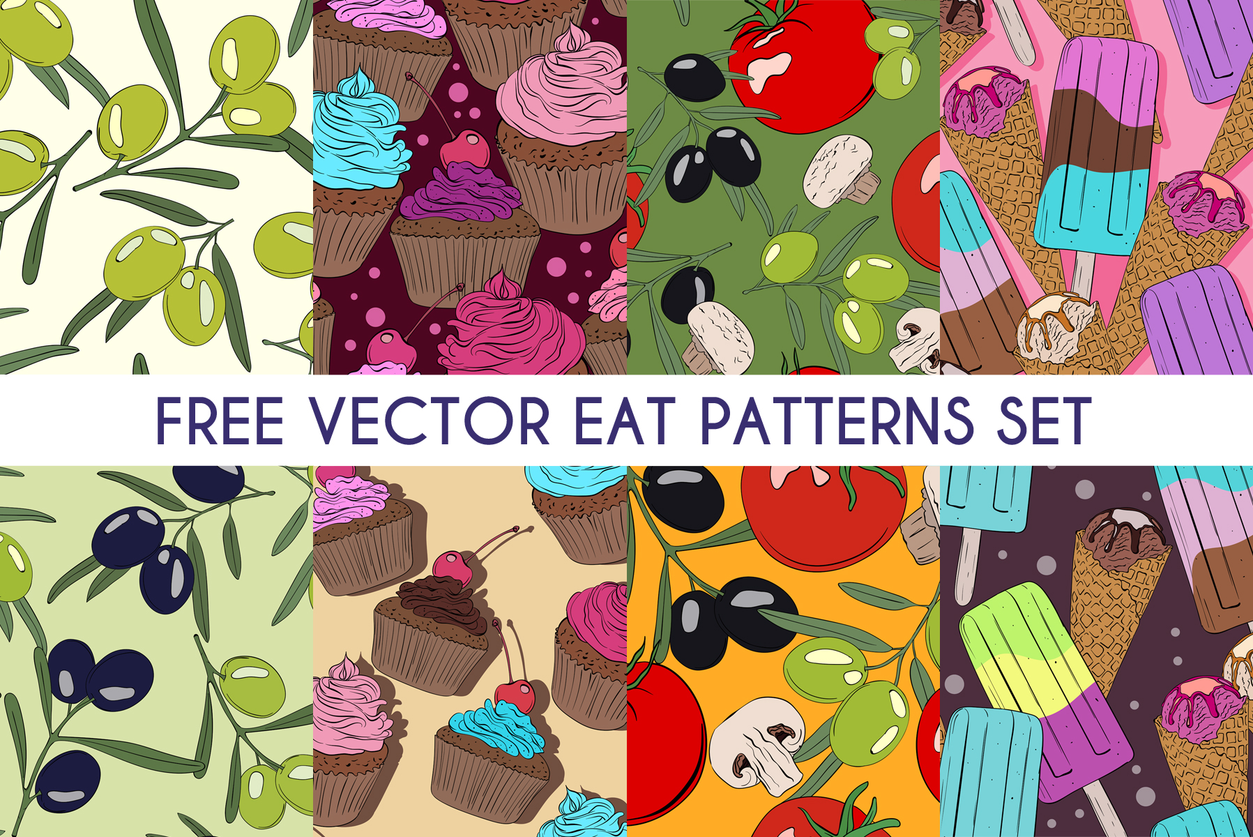 Free Vector Eat Pattern Set – Free PSD Templates