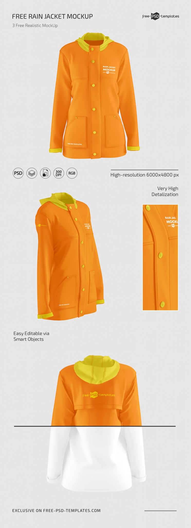 Free Rain Jacket Mockup – Free PSD Templates