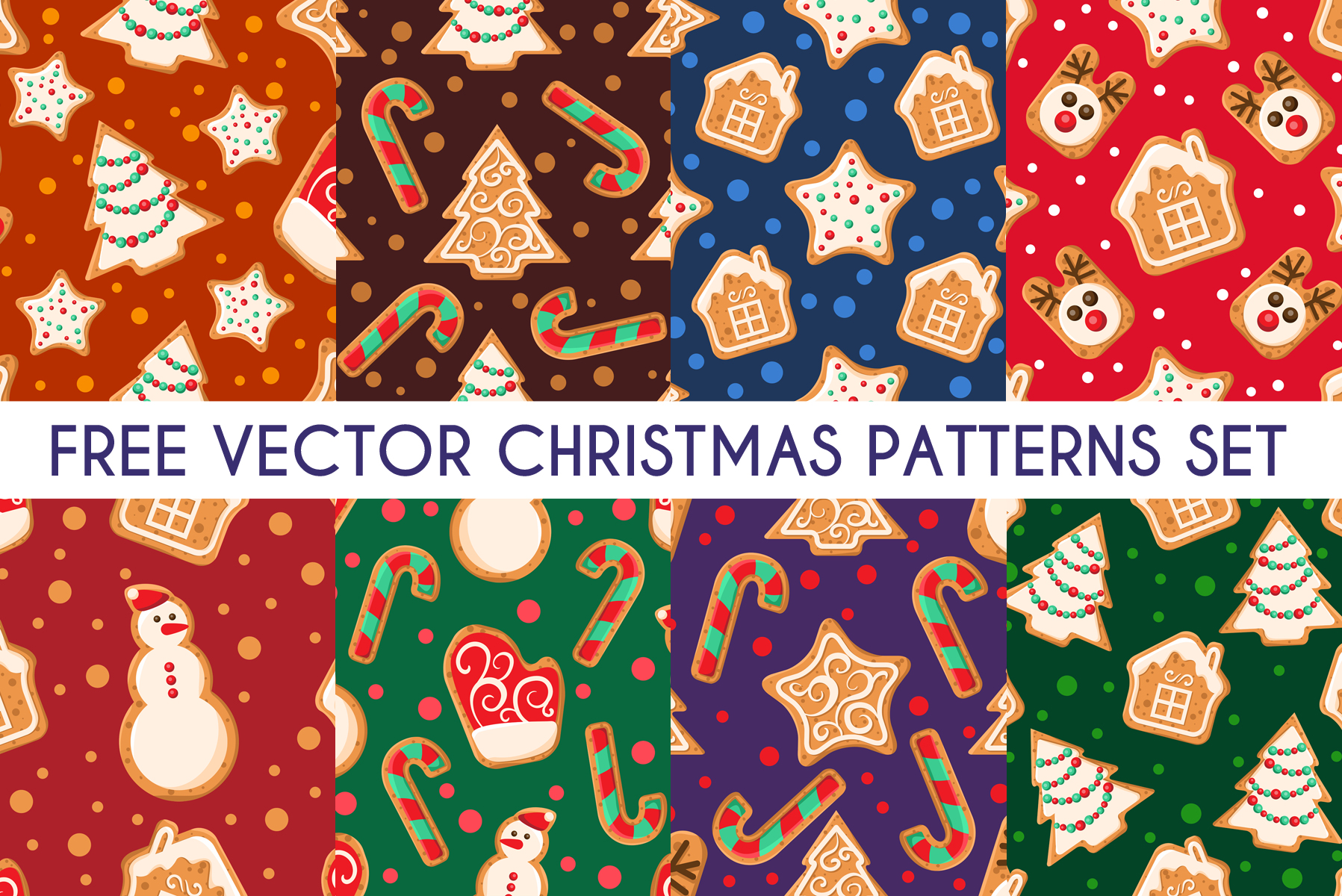Free Vector Christmas Patterns Set – Free PSD Templates