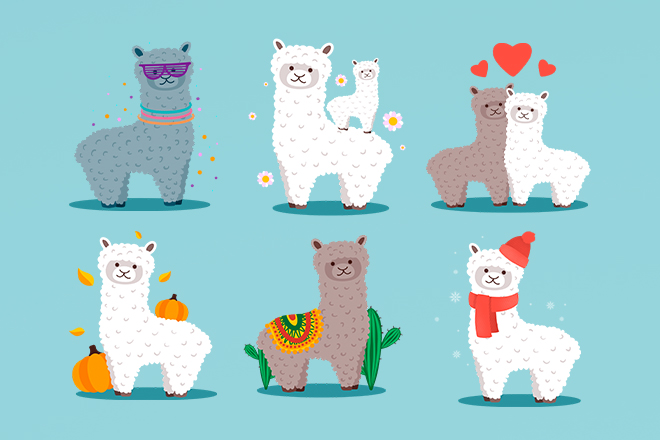 Free Alpaca Illustration Set in PSD – Free PSD Templates