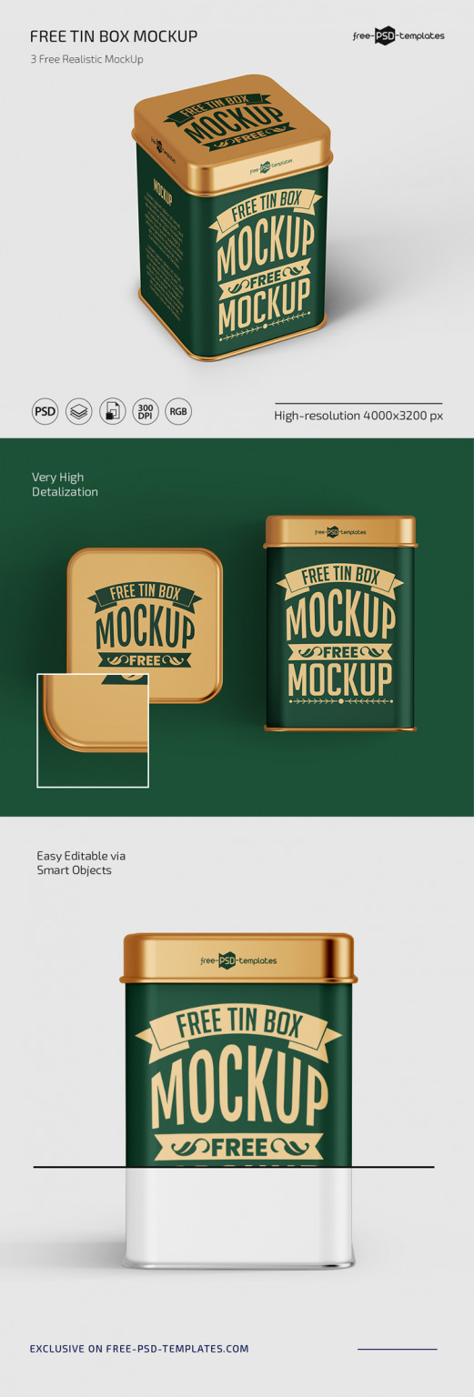 Free Tin Box Mockup Set – Free PSD Templates