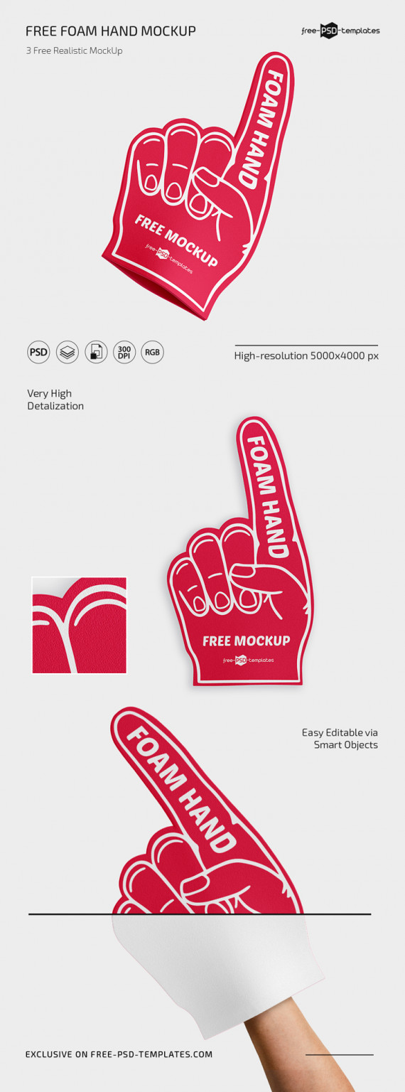 Free Foam Hand Mockup Set | Free PSD Templates