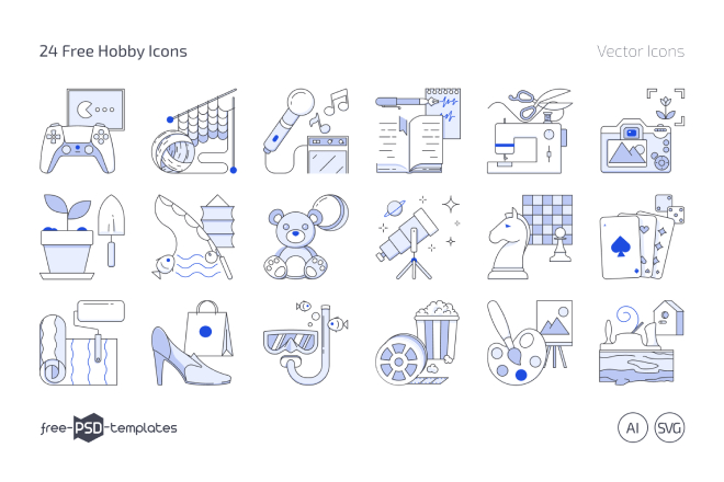 24 Free Vector Hobby Icons (SVG, AI) – Free PSD Templates