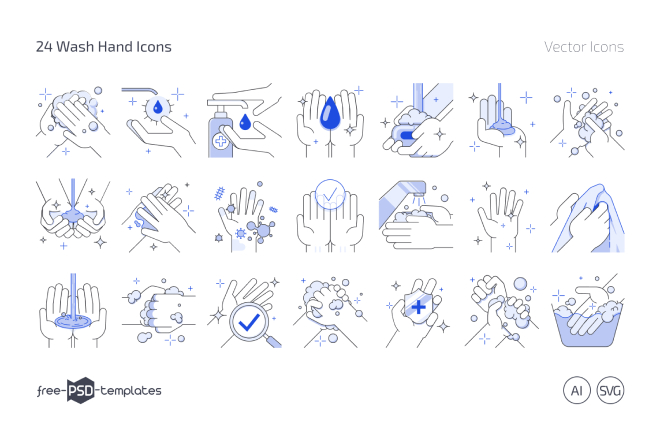 Free Wash Hand Icon Set (PNG, AI, SVG) – Free PSD Templates