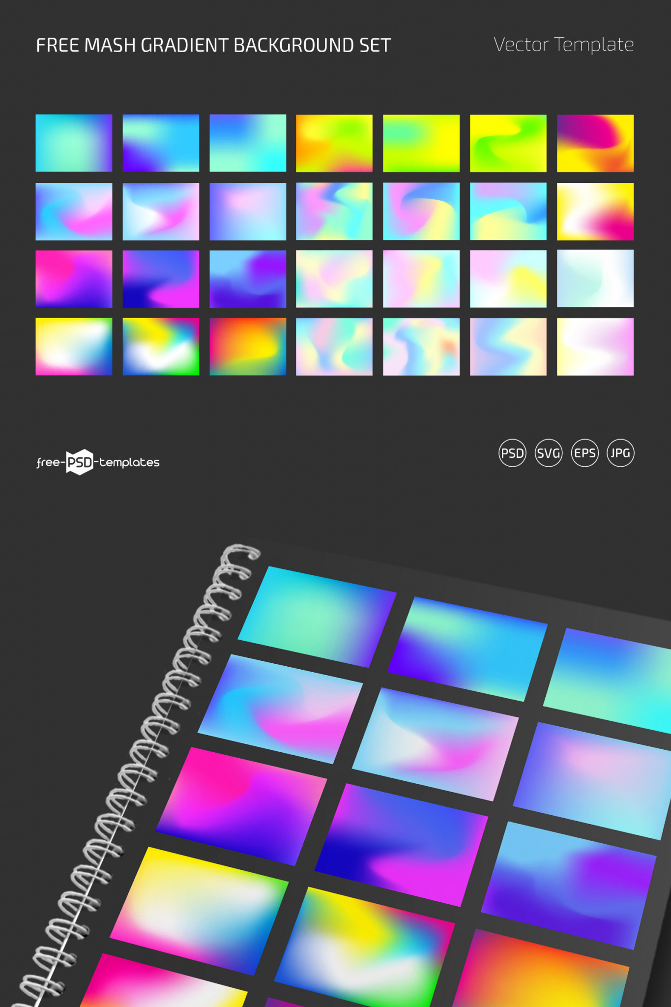 Free Mash Gradient Background Set – Free PSD Templates