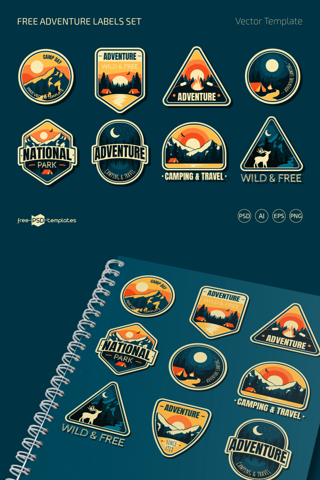 Free Adventure Labels (PSD, AI, EPS, PNG) – Free PSD Templates
