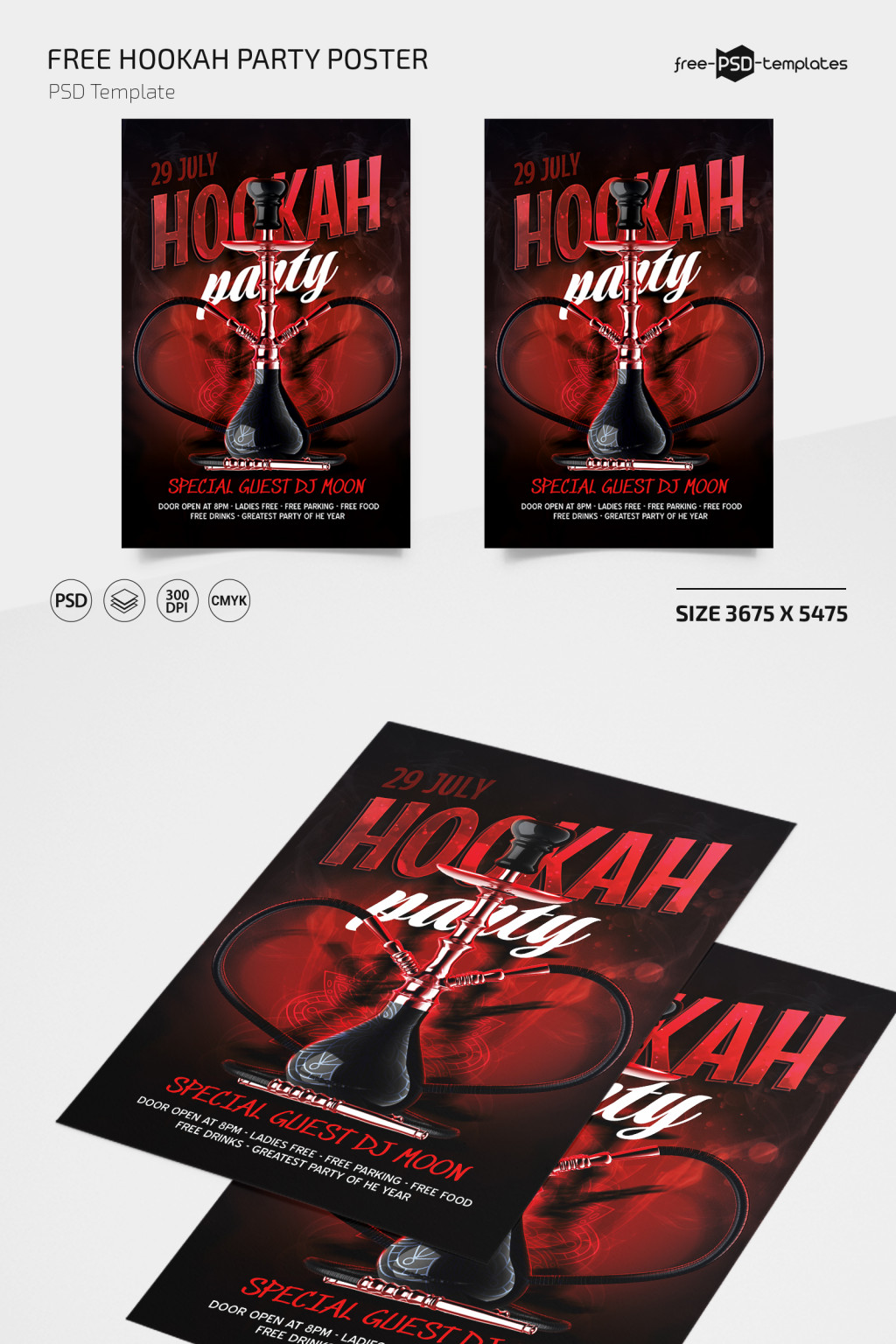 Free Hookah Party Poster PSD Template – Free PSD Templates