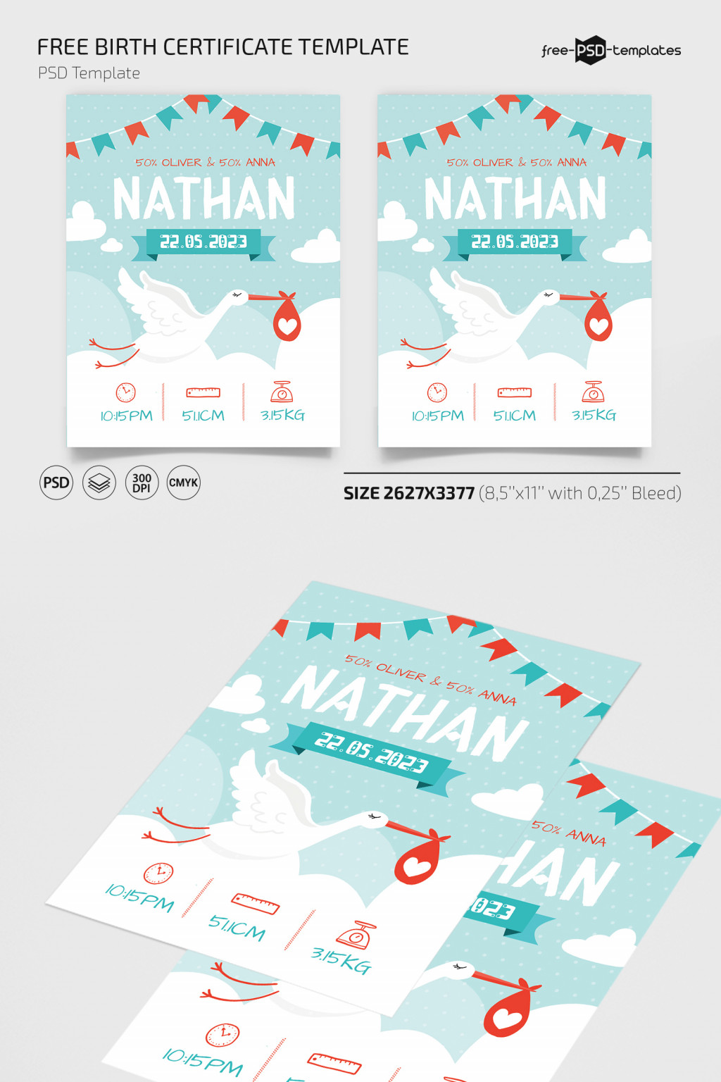 Free Birth Certificate Template – Free PSD Templates