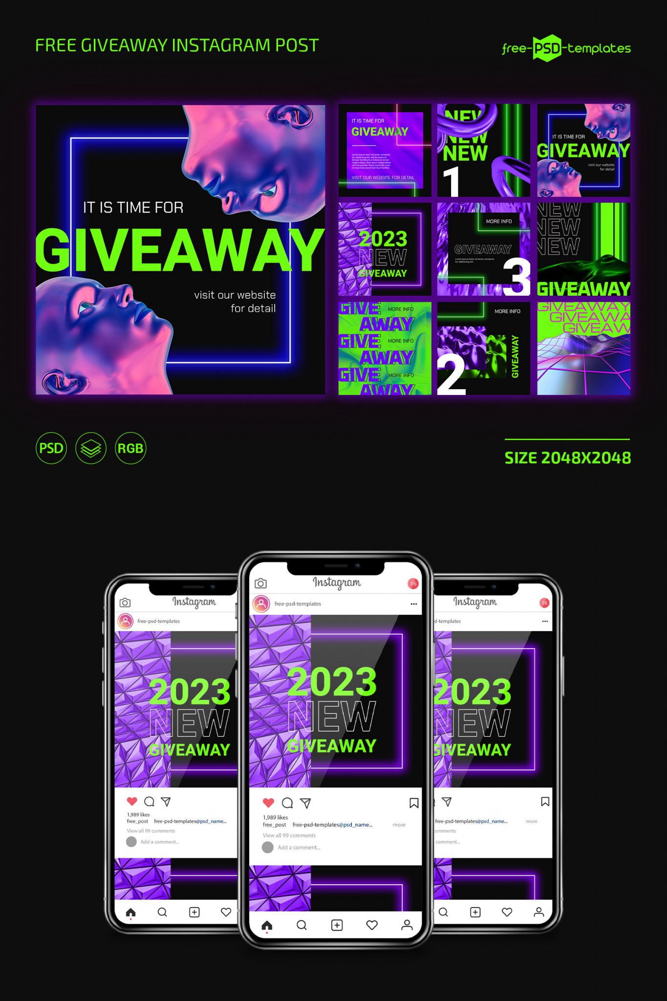 Free Giveaway Instagram Post Template – Free PSD Templates