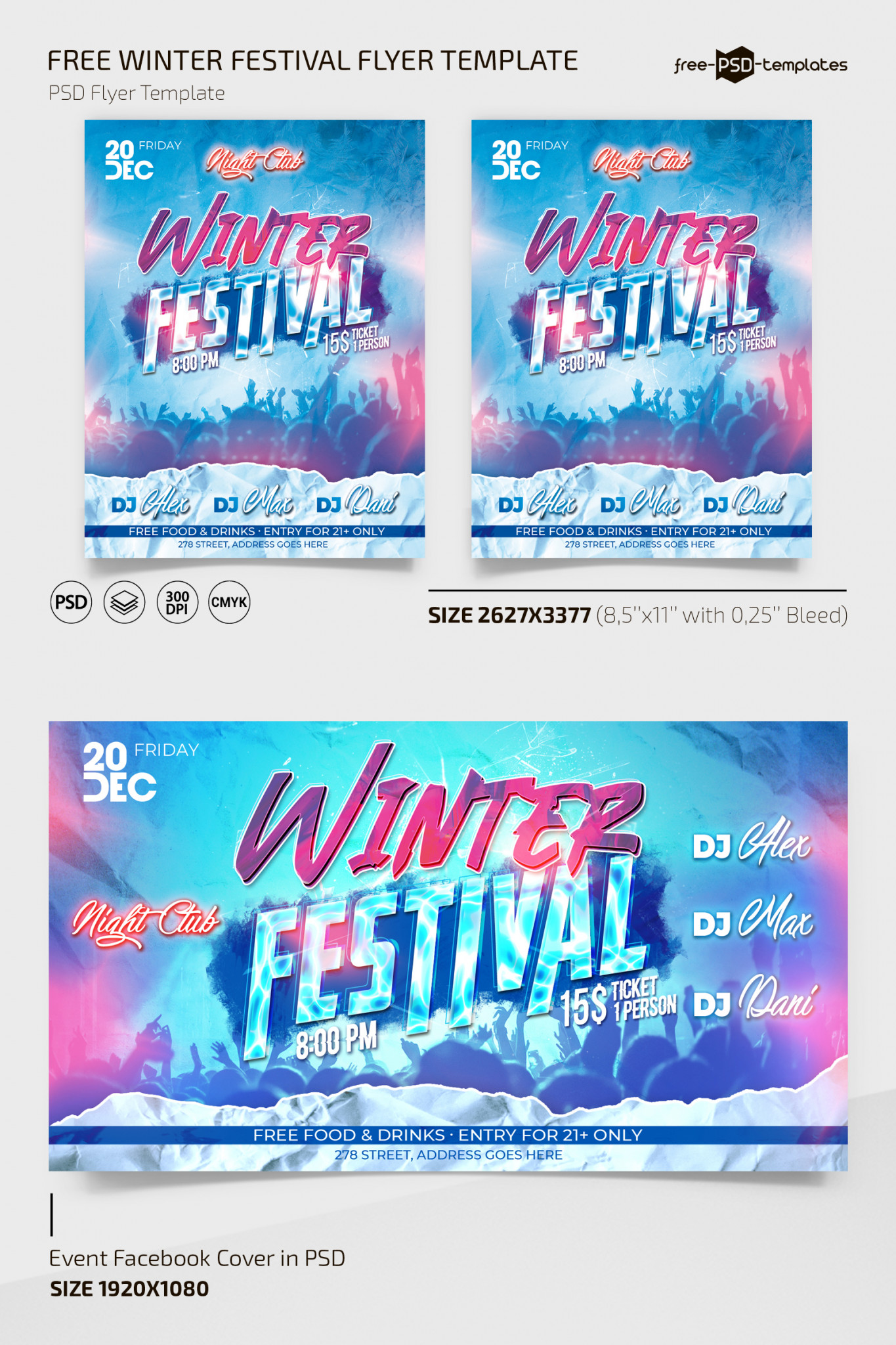 Free Winter Festival Flyer Template + Instagram Post (PSD)
