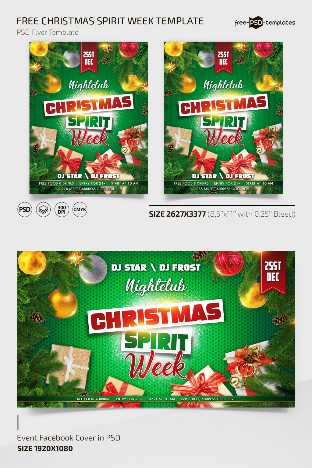 Free Christmas Spirit Week Template + Instagram Post (PSD)