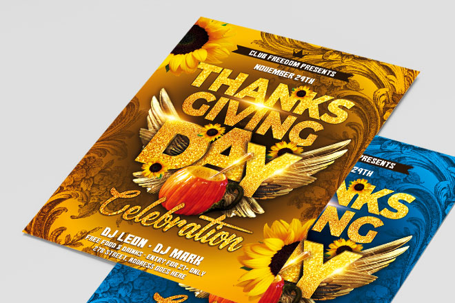 Free Thanksgiving Club Flyer Template + Instagram Post (PSD)