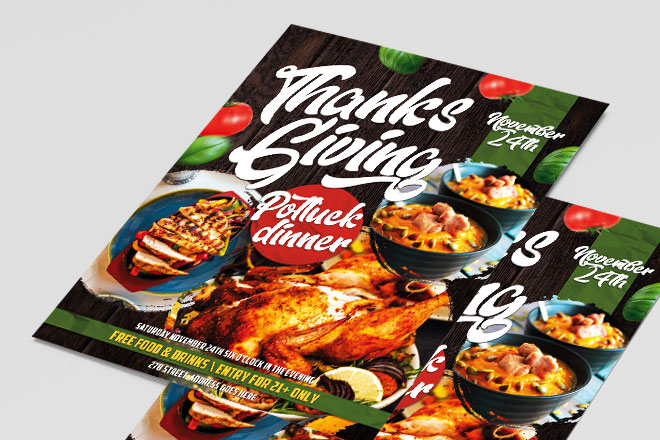 Free Thanksgiving Potluck Flyer Template + Instagram Post (PSD)