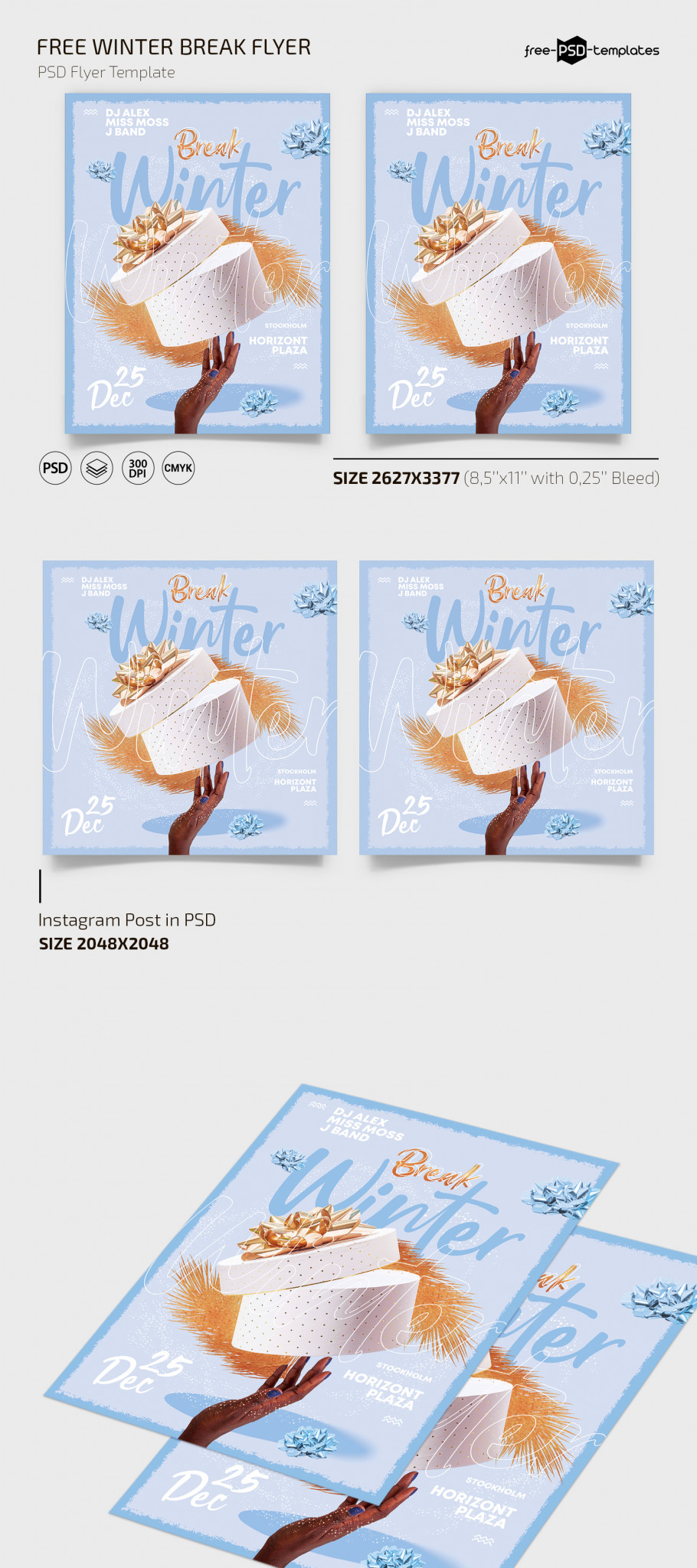 Free Winter Break Flyer Template + Instagram Post (PSD)