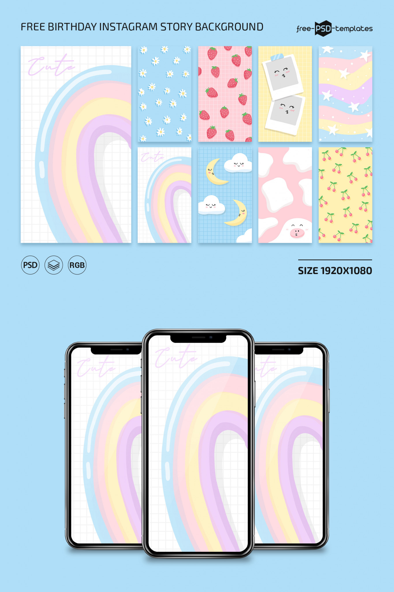 Free Cute Instagram Story Background Template (PSD)