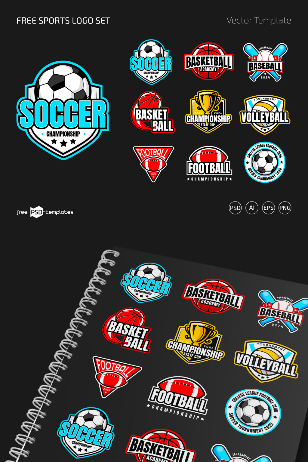 Free Sports Logo Template Vector (AI, EPS, PNG, PSD)