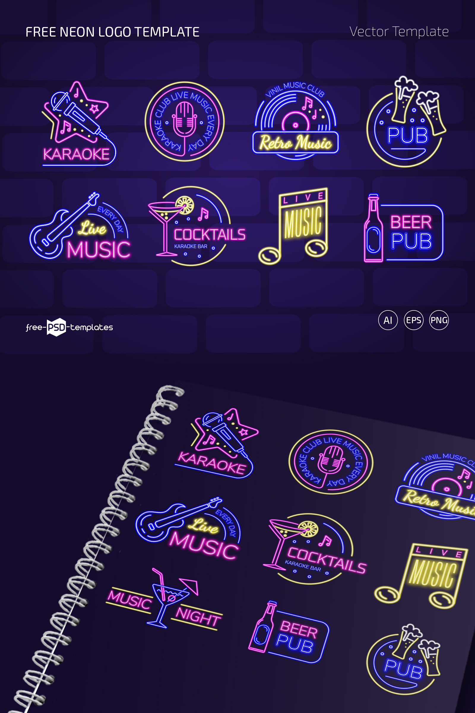 Free Neon Logo Template (AI, EPS, PNG)