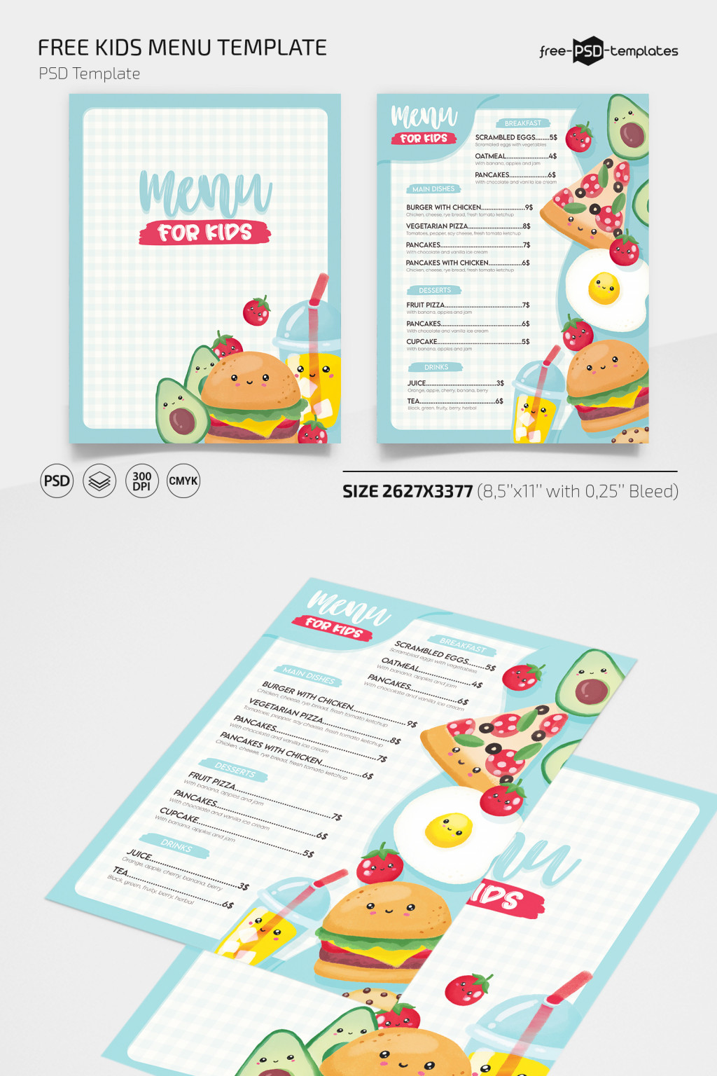 Free Kids Menu Template for Photoshop (PSD)
