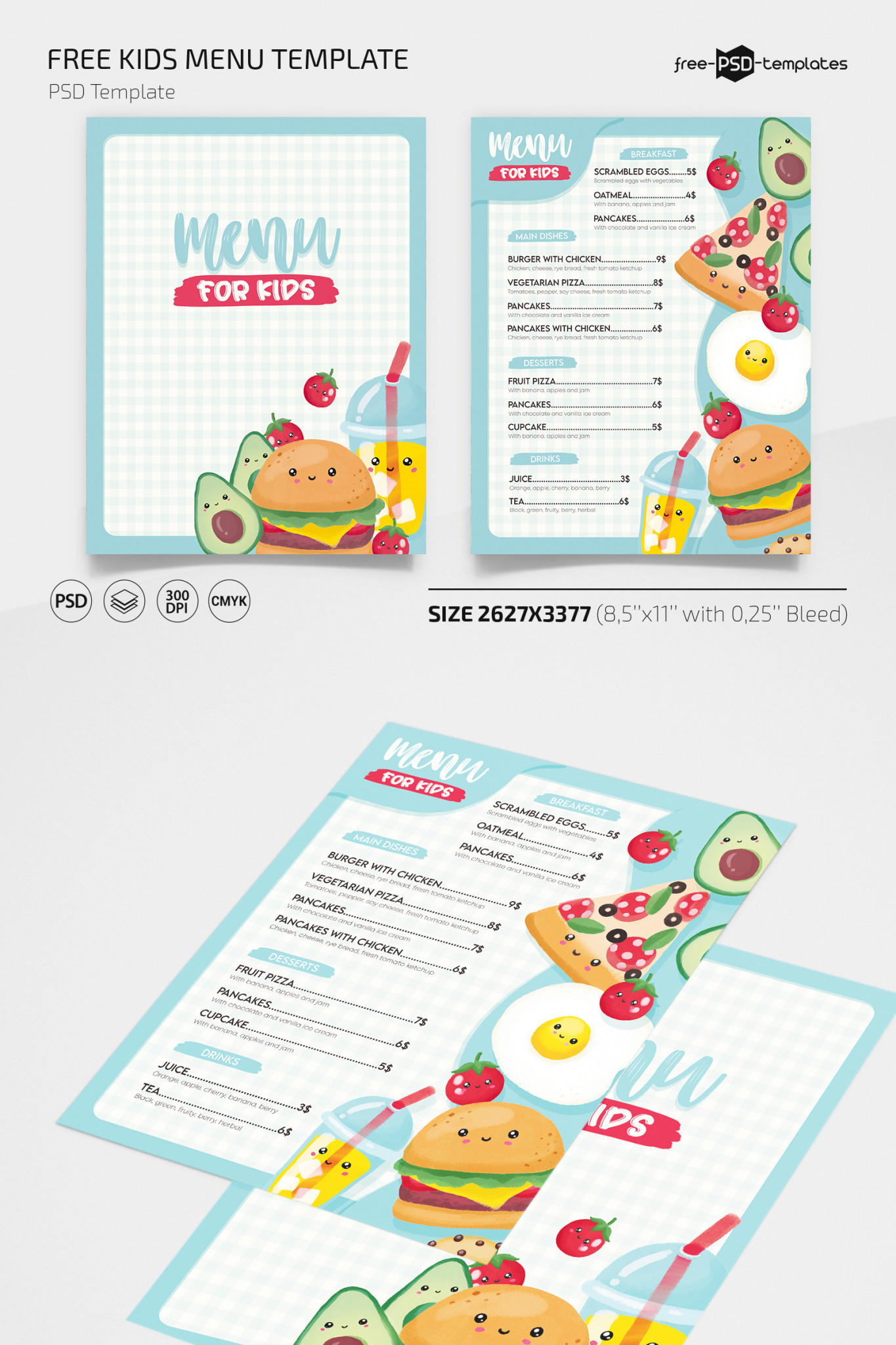 Free Kids Menu Template for Photoshop (PSD)