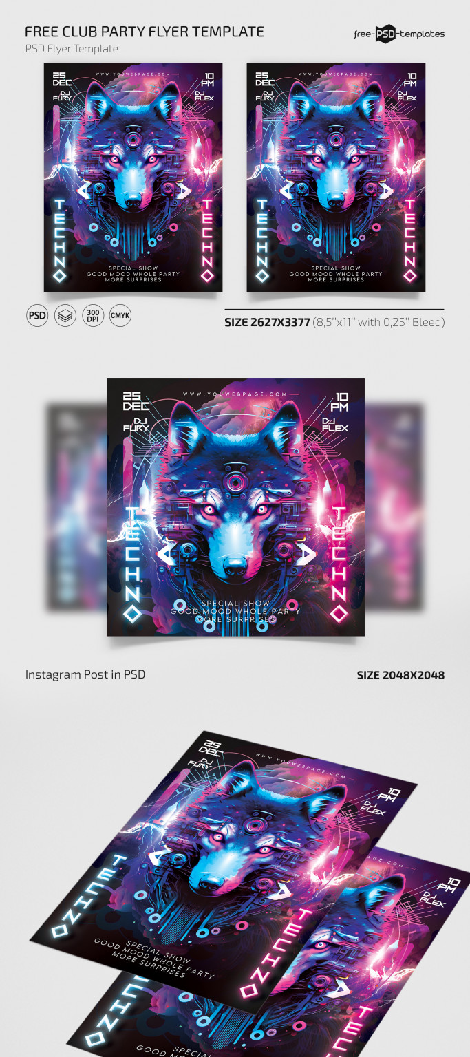 Free Club Party Flyer for Photoshop (PSD)