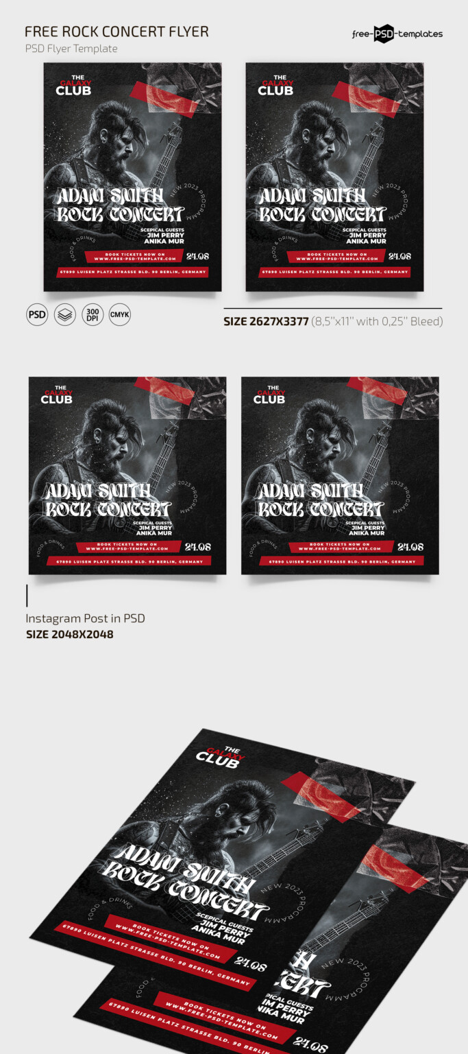 Free Rock Concert Flyer Template for Photoshop (PSD)