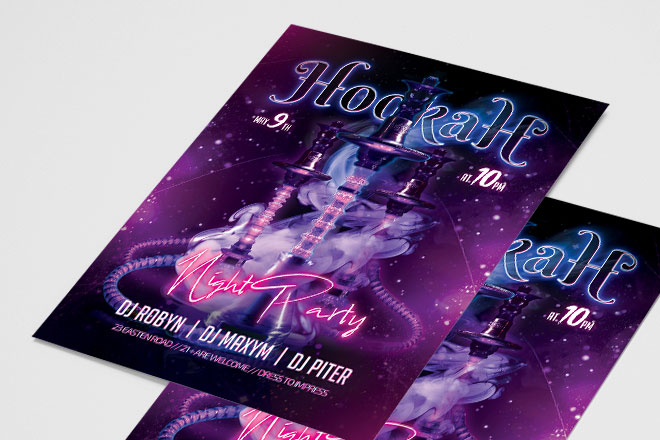 Free Hookah Flyer in PSD for Photoshop