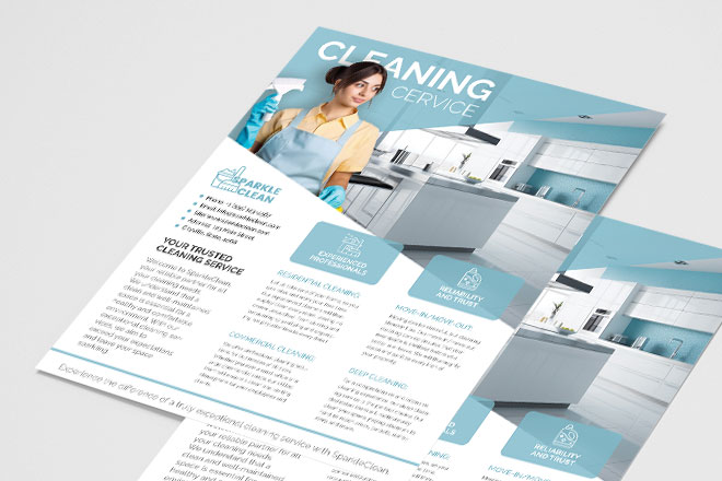 Free Cleaning Service Flyer Template PSD Set for Photoshop