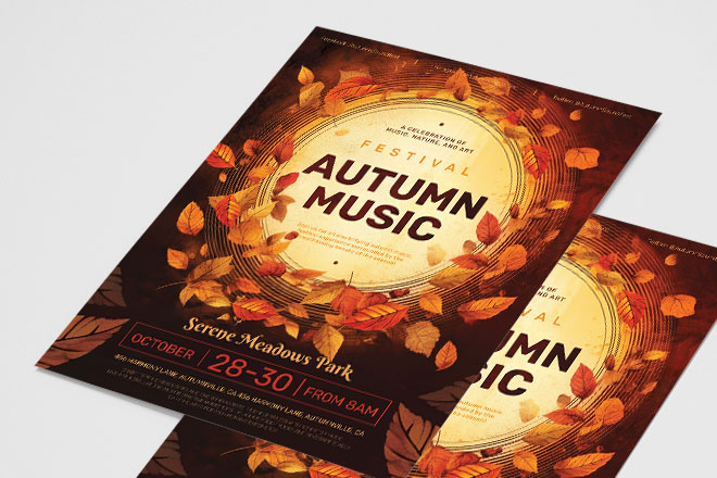 Free Autumn Music Festival Flyer Template in PSD for Photoshop