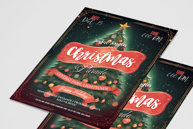 Free Christmas Parade Flyer PSD Template Pack for Photoshop