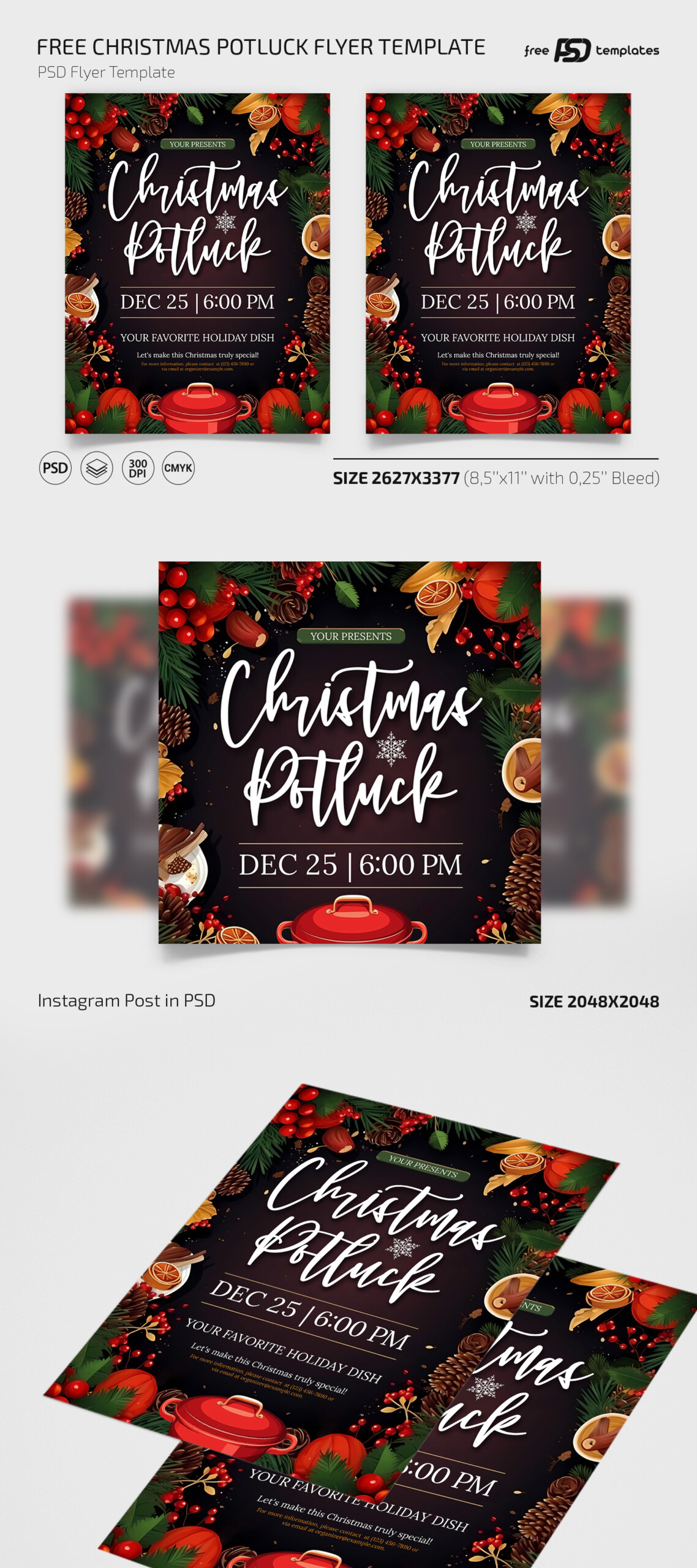 Free Printable Christmas Potluck Templates