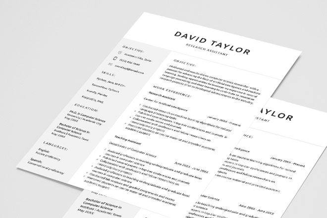 Free Light Gray Minimalistic Academic CV PSD Template for Photoshop