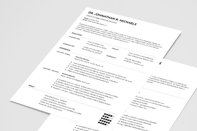 Free Medical Physician CV PSD Template Set for Photoshop